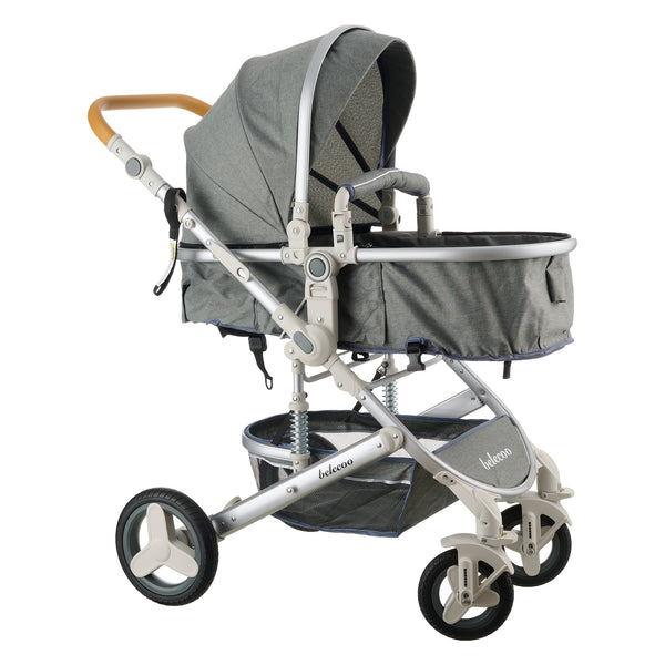 2 in 1 Belecoo Stroller/Pram - Grey – Stroller World